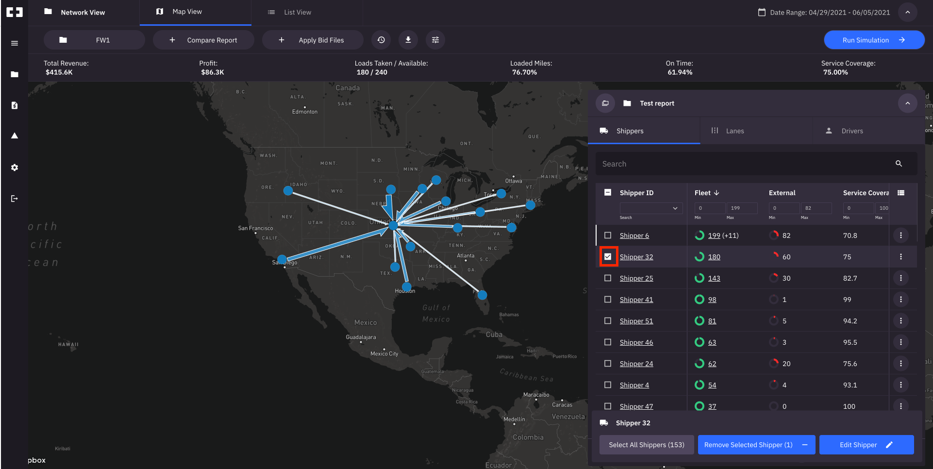 Edit Reports - Shippers & Lanes – Optimal Dynamics