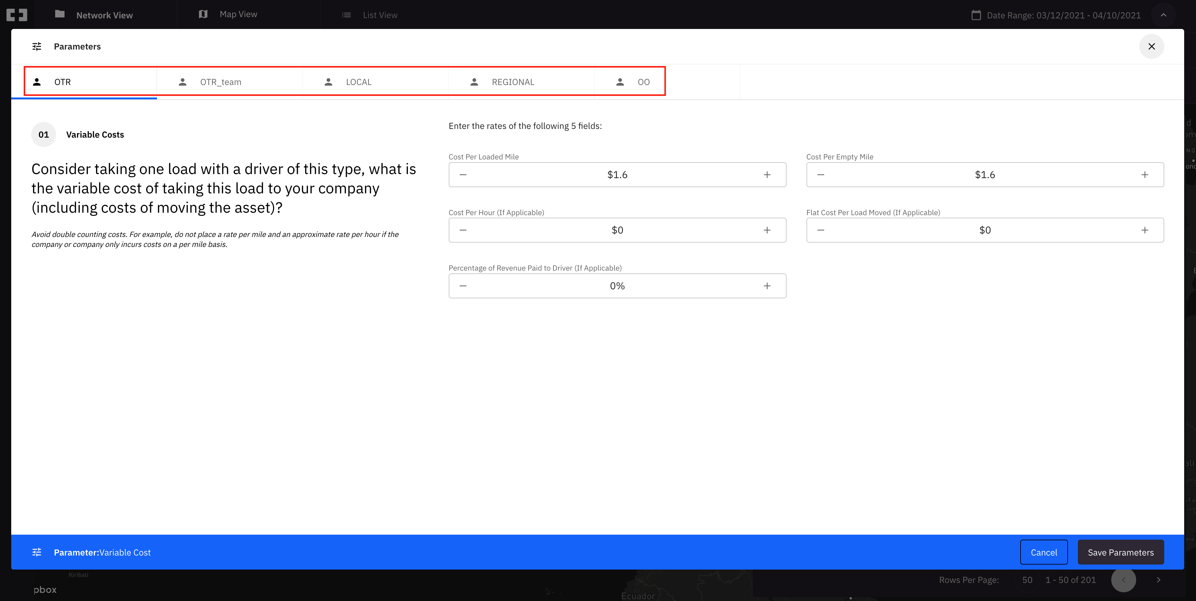 Edit Reports - Parameters – Optimal Dynamics