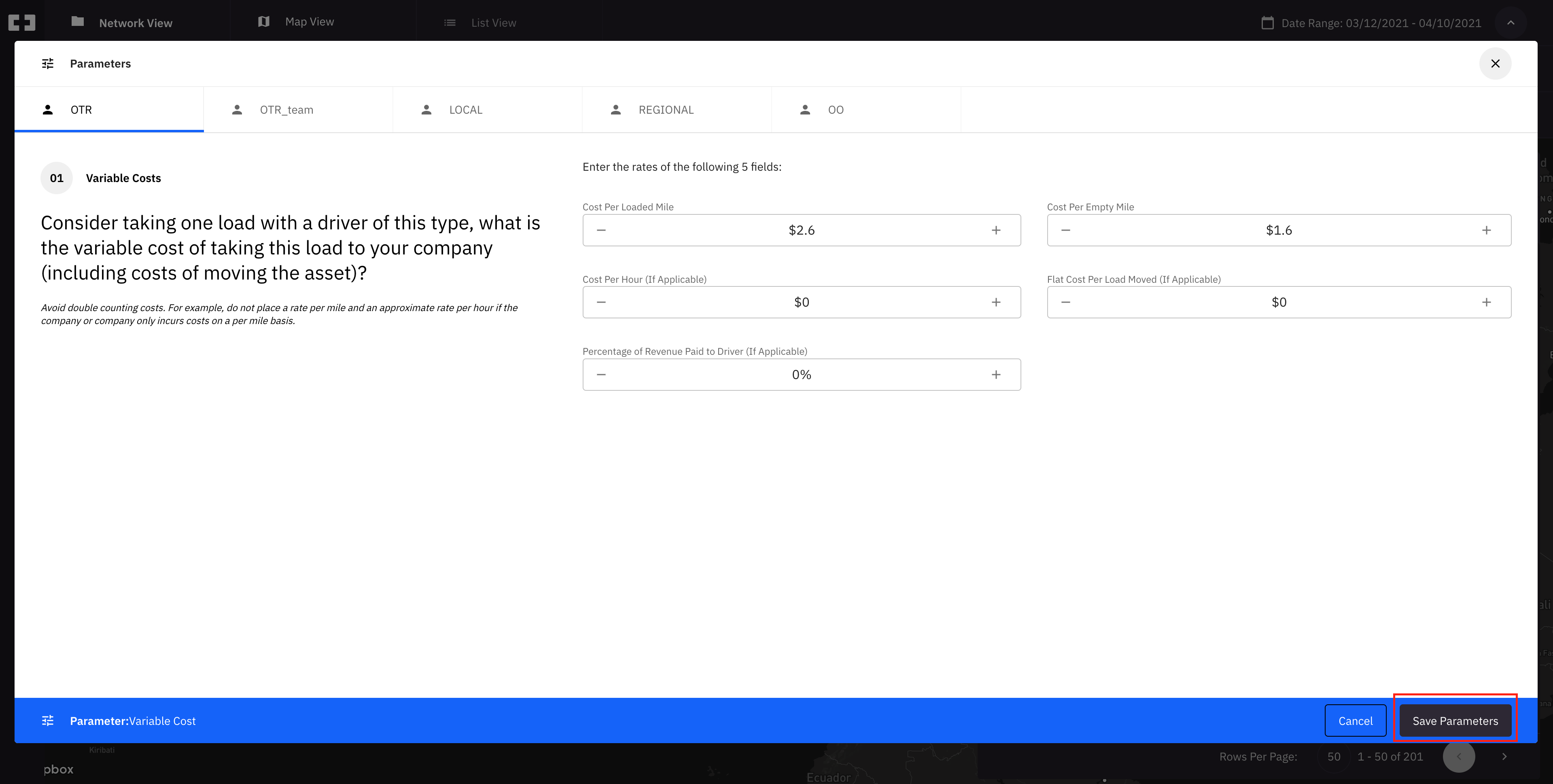 Edit Reports - Parameters – Optimal Dynamics