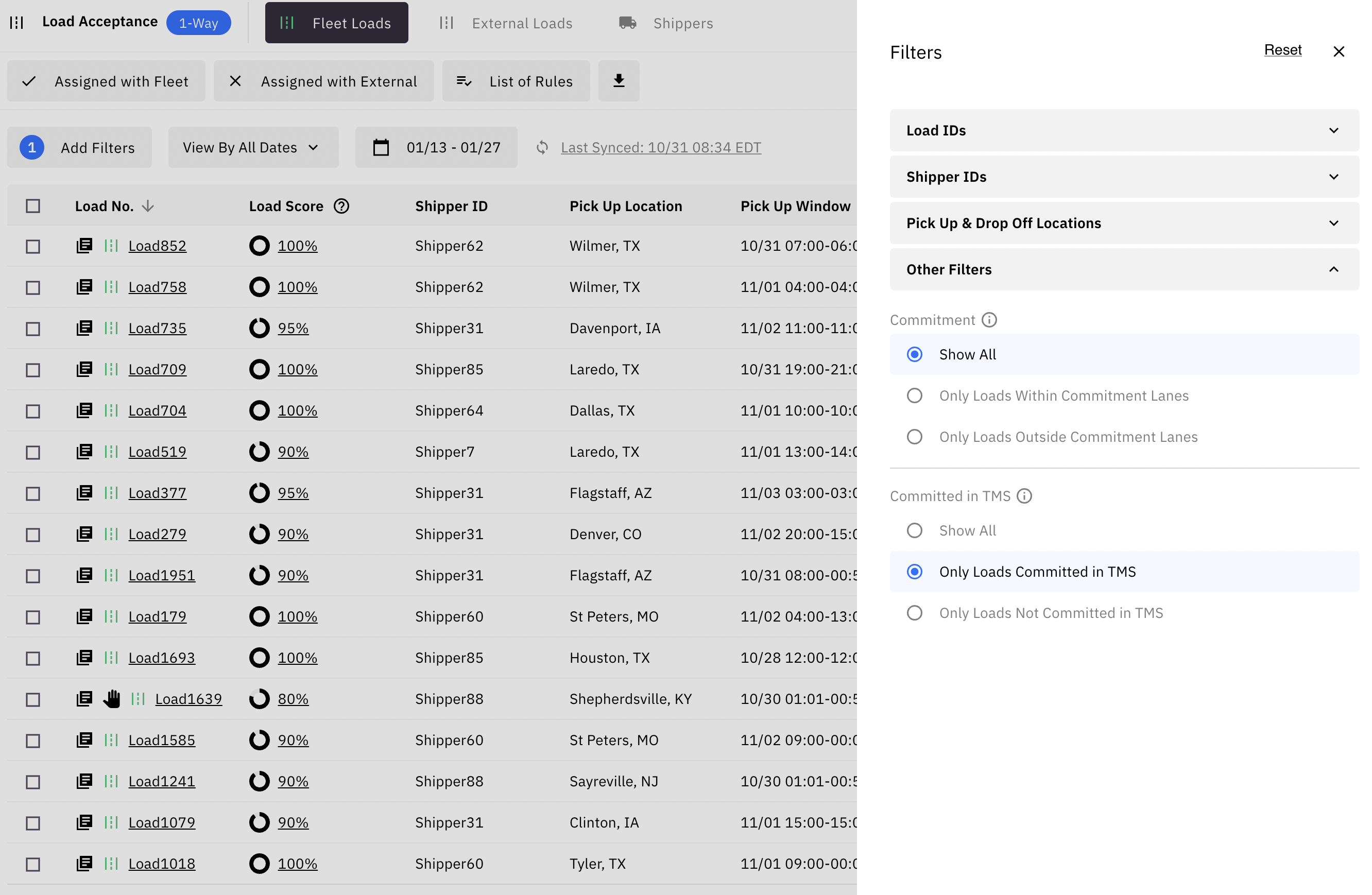 Set a Custom View in Load Acceptance – Optimal Dynamics